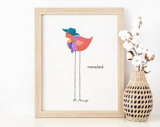 Mama Bird: Wall Art, Mama Bird Art Print, Baby Shower Gift ...