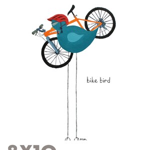 Bike Bird Art Print Bird Lover Gifts Outdoorsy Style | Etsy