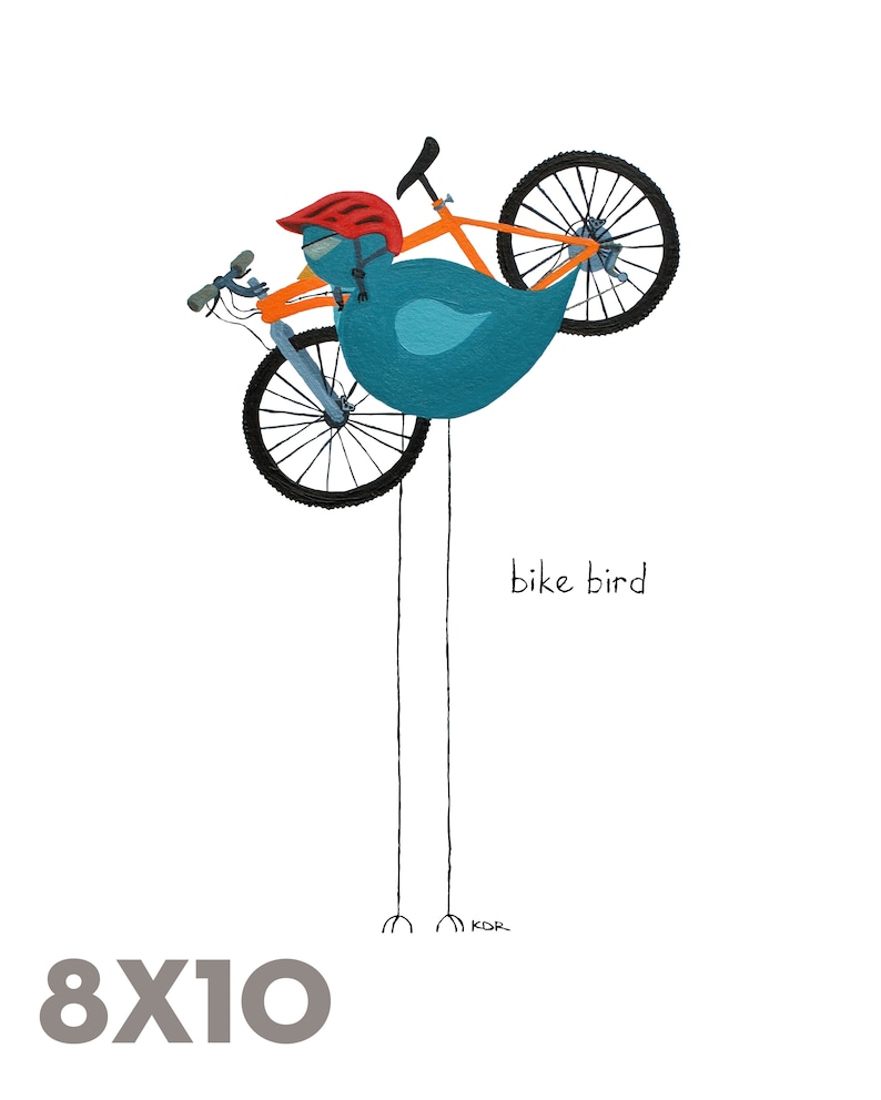 Bike Bird Art Print Bird Lover Gifts Outdoorsy Style - Etsy