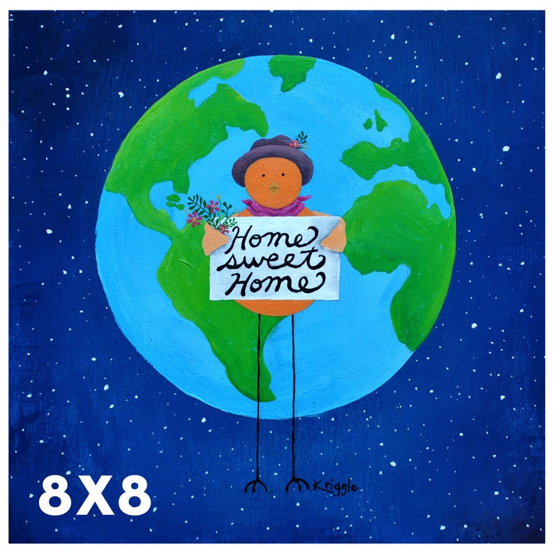 Home Sweet Home Bird Art Print: Bird Lover Earth Bird Earth - Etsy