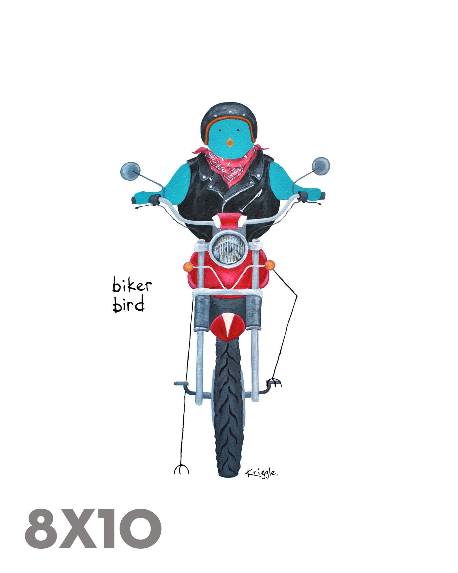 Biker Bird Art Print Bird Lover Gifts Outdoorsy Style Bend Oregon Bird ...