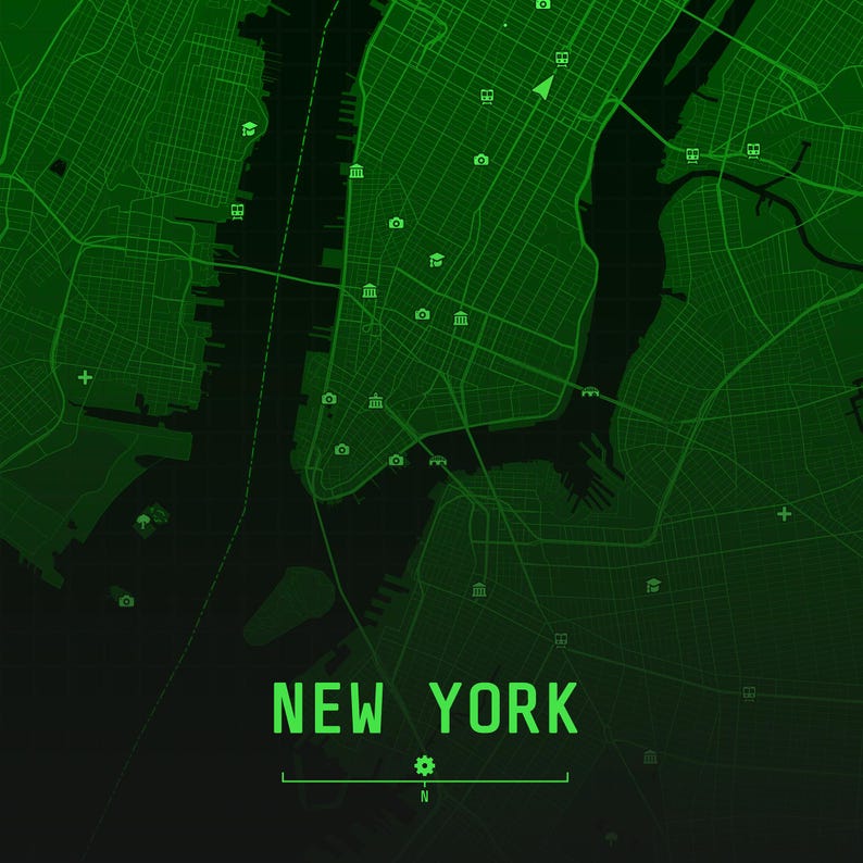 NEW YORK Map- FALLOUT 4 | Gaming Poster | Fallout | Gaming Art | Wall ...