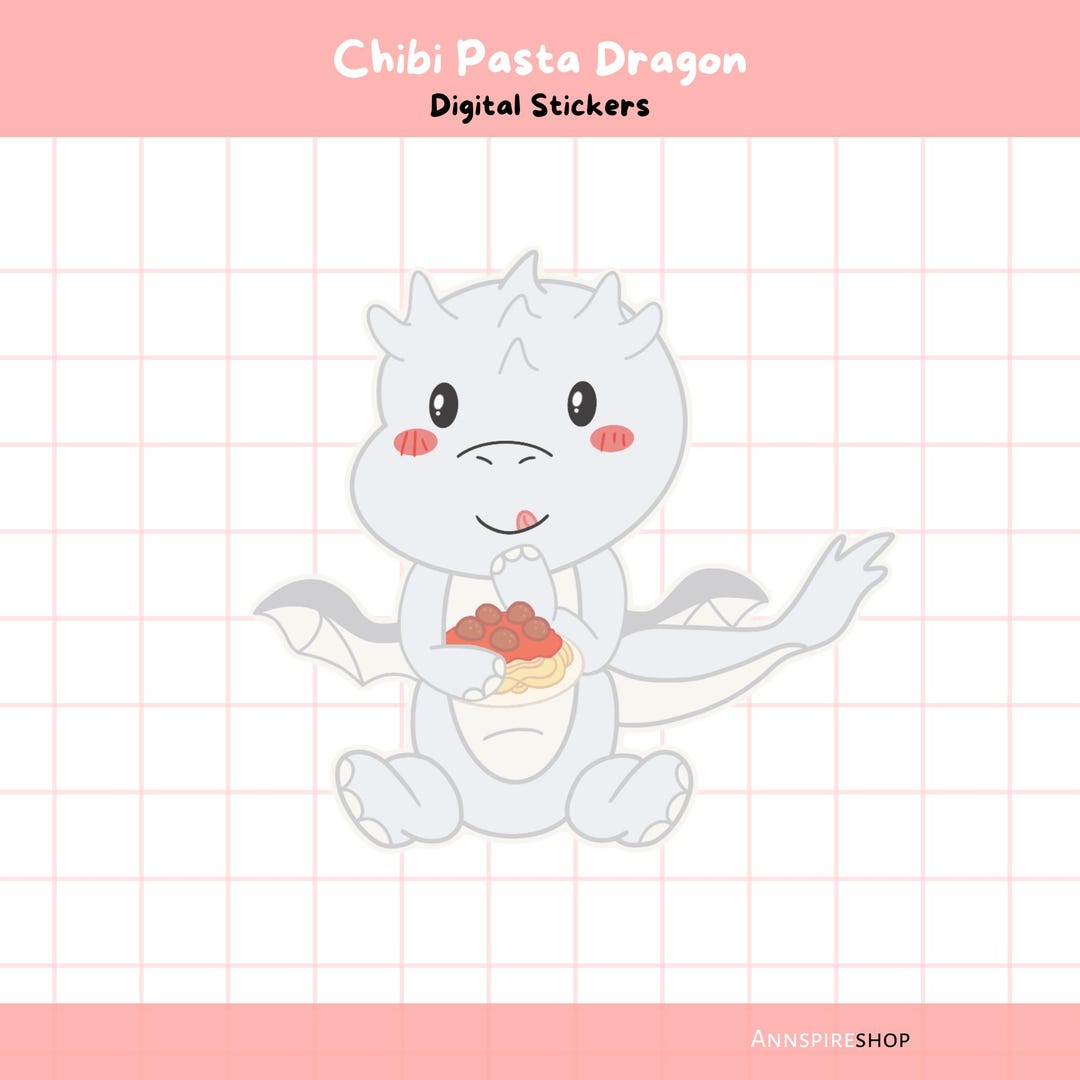 Chibi Pasta Dragon Sticker | Kawaii Food Art (digital Download) - Etsy