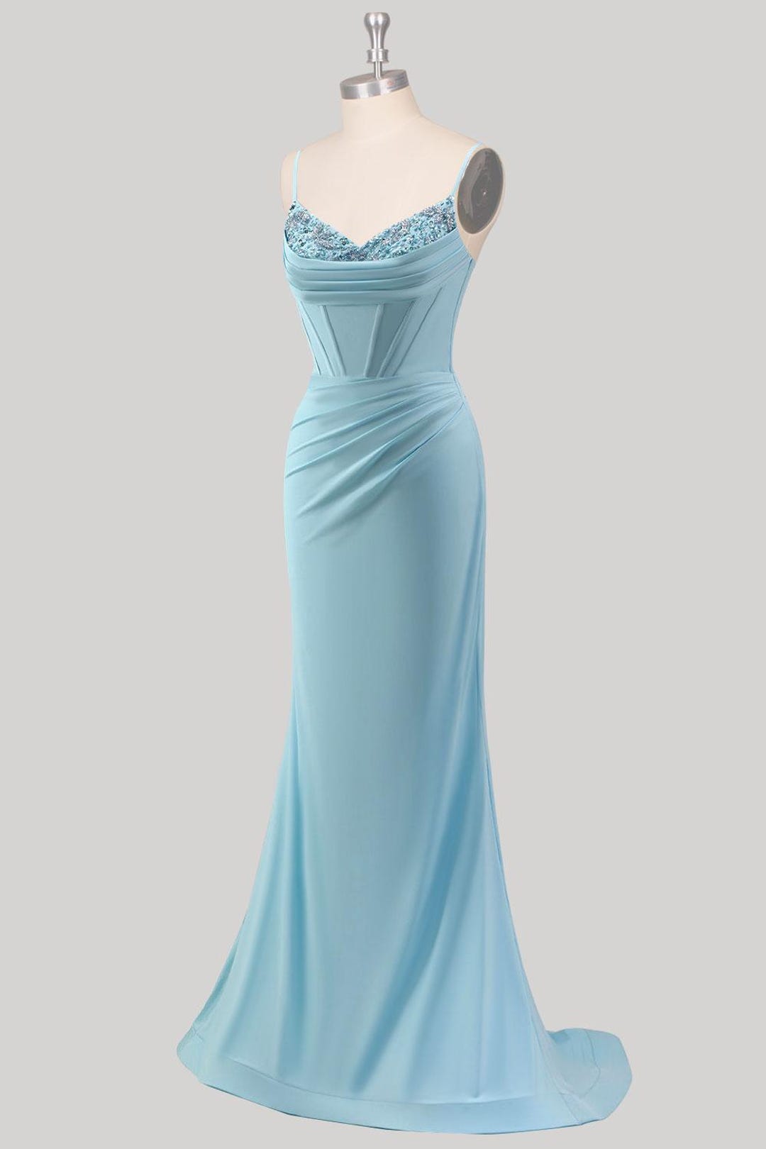 Custom Light Blue Satin Prom Dress, Handmade Corset Party Dress - Etsy