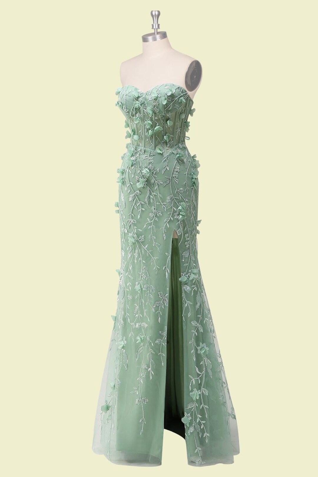 Custom Floral Embroidery Prom Dress, Cyan Party Dress - Etsy