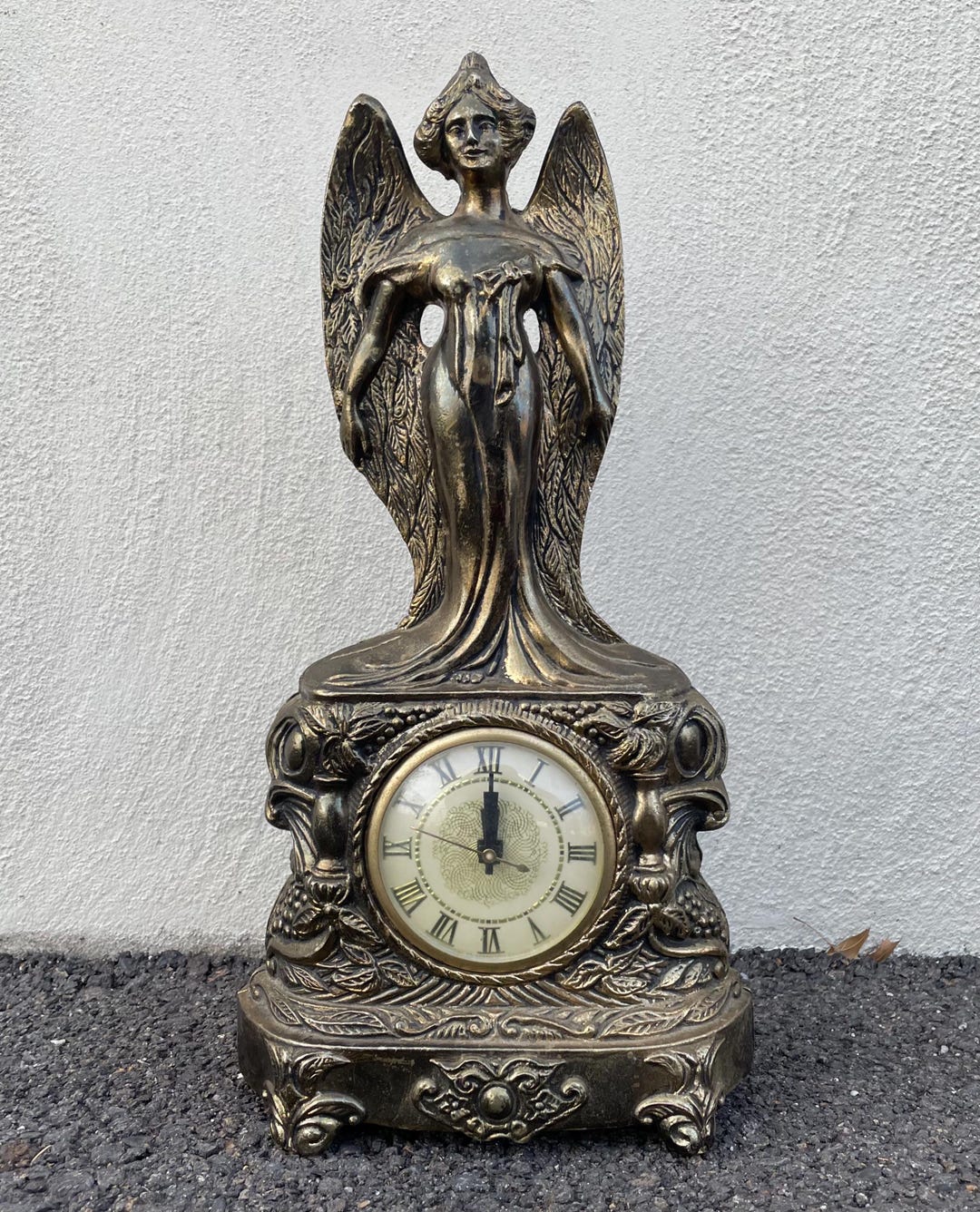 Antique Vintage Angel Clock French Gilt Style Angelic Figurine Tested ...