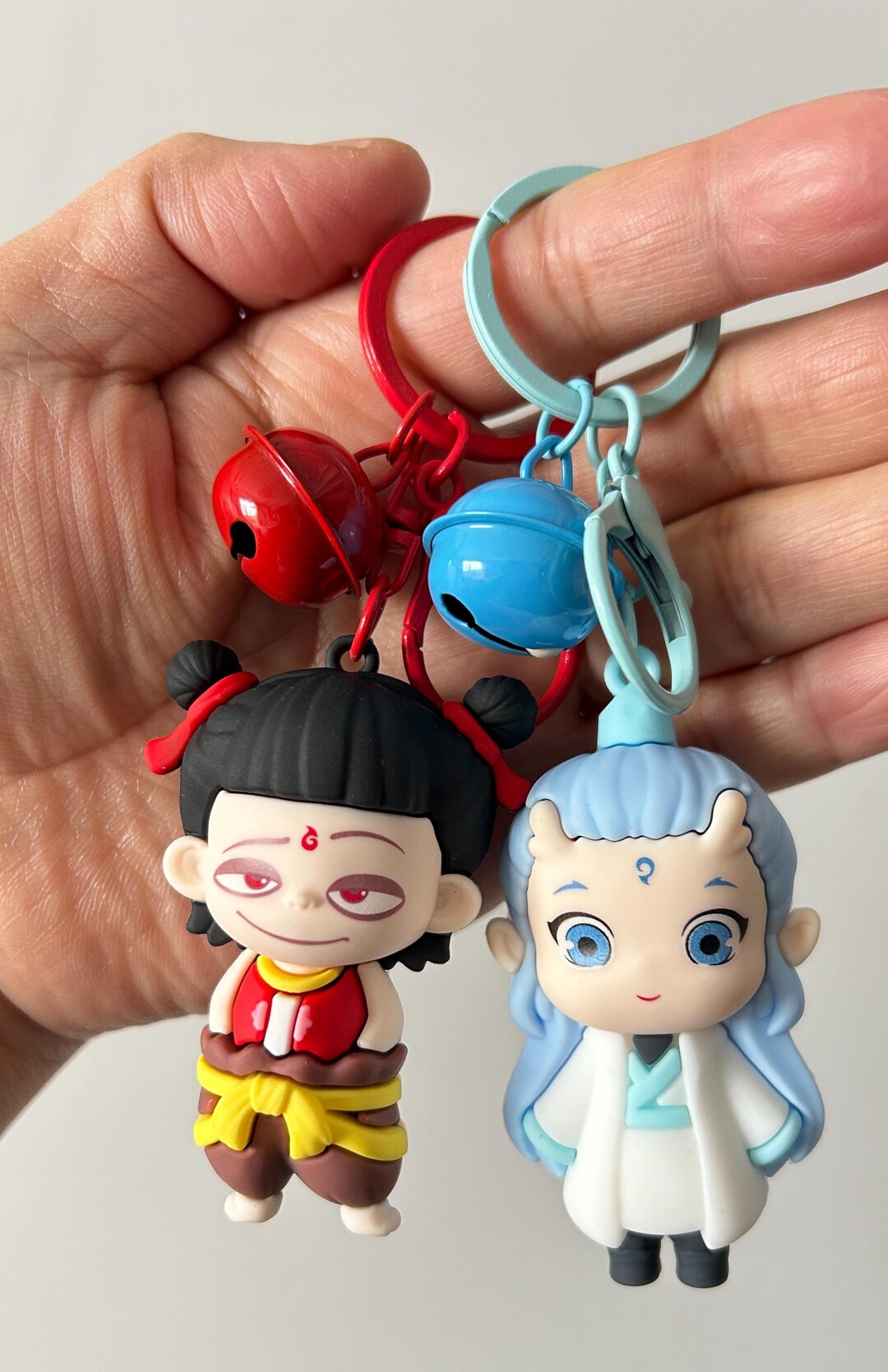 Nezha 2 Cartoon Character Nezha and Aobing Keychain Pendant Silicone 3D ...