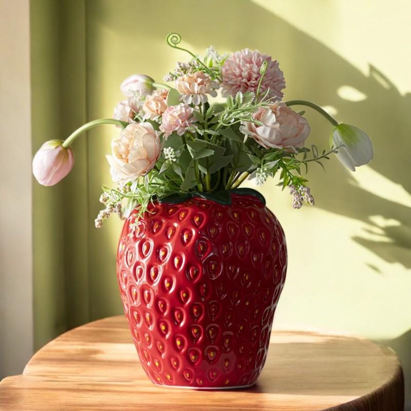 Charming Strawberry Ceramic Vase Decorative Home Décor in Multiple ...