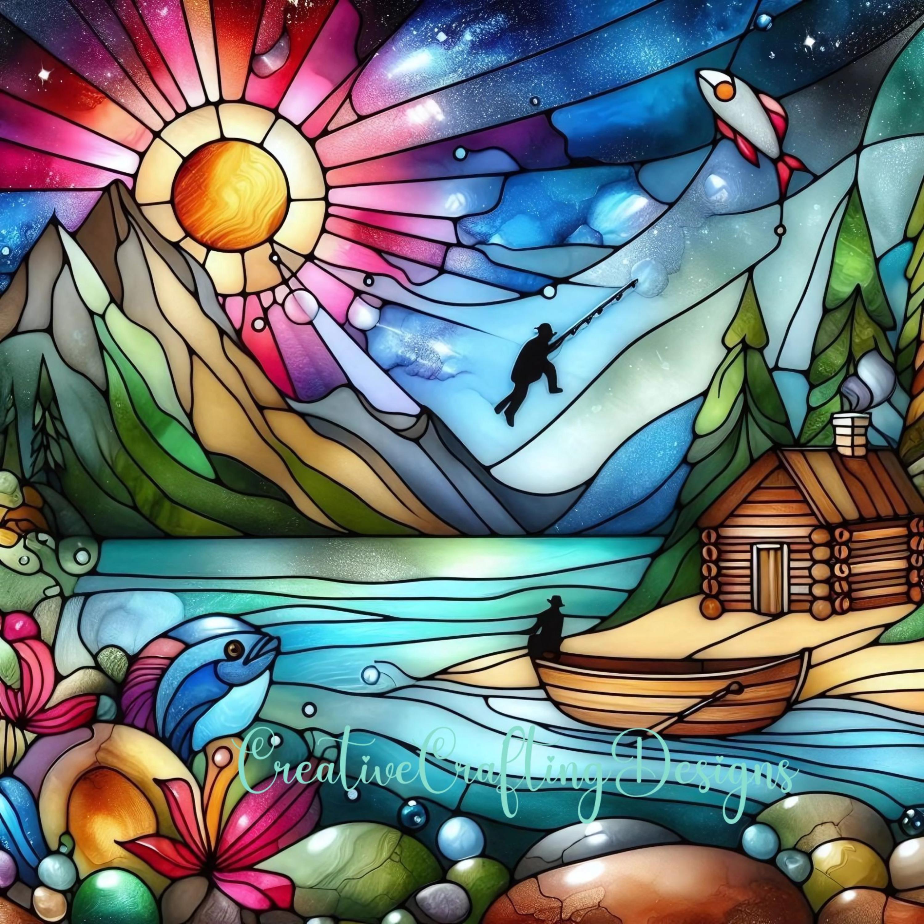 Stained Glass Nature Clipart: 16 Whimsical Images (digital Download, 12 ...