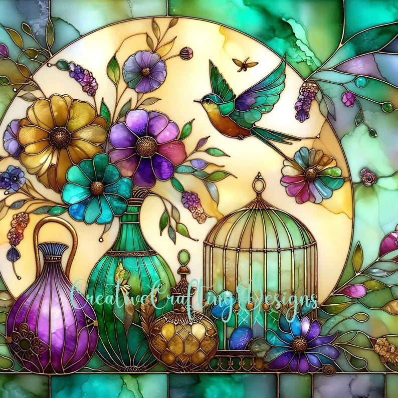 16 Whimsical Floral Stained Glass Images for All Your Crafting Projects ...