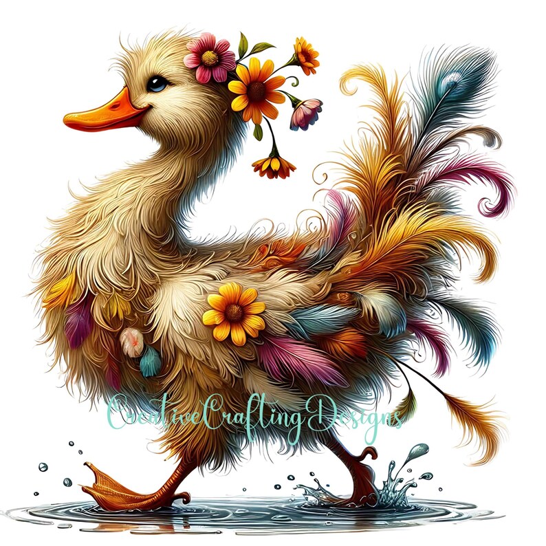 12 Adorable Whimsical Duck Clipart Images for All Your Crafting Projects! Digital High Quality ...