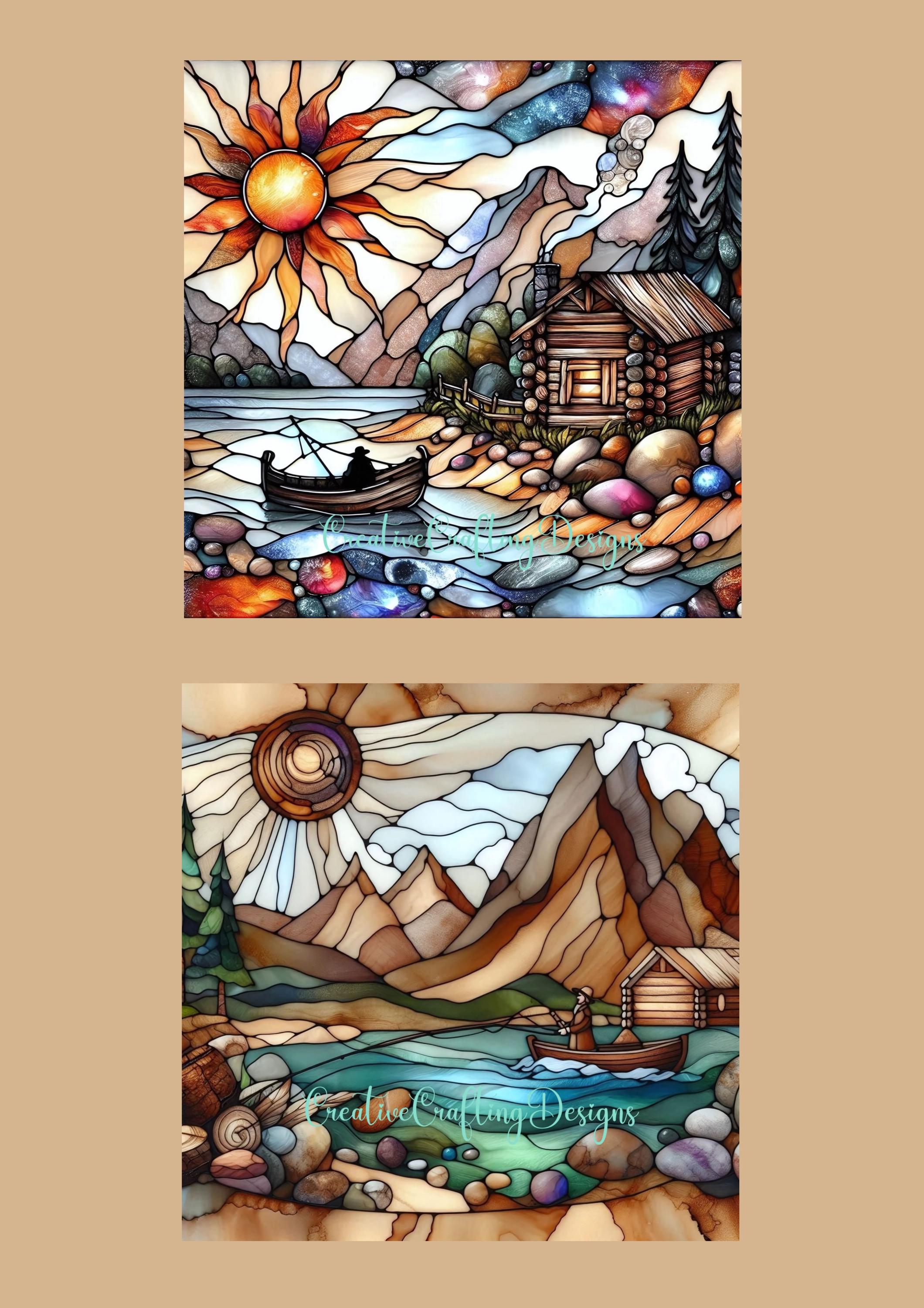 Stained Glass Nature Clipart: 16 Whimsical Images (digital Download, 12 ...