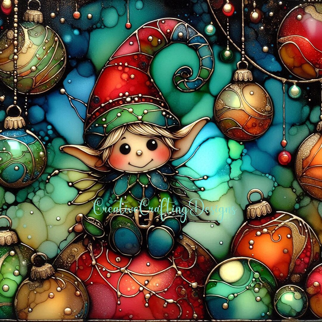 Christmas Stained Glass Clipart: 10 Whimsical JPG Images (commercial ...