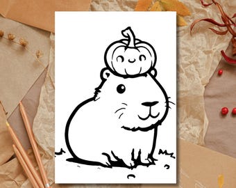 Halloween Witch Capybara Coloring Page - Printable Kids Activity (PDF ...