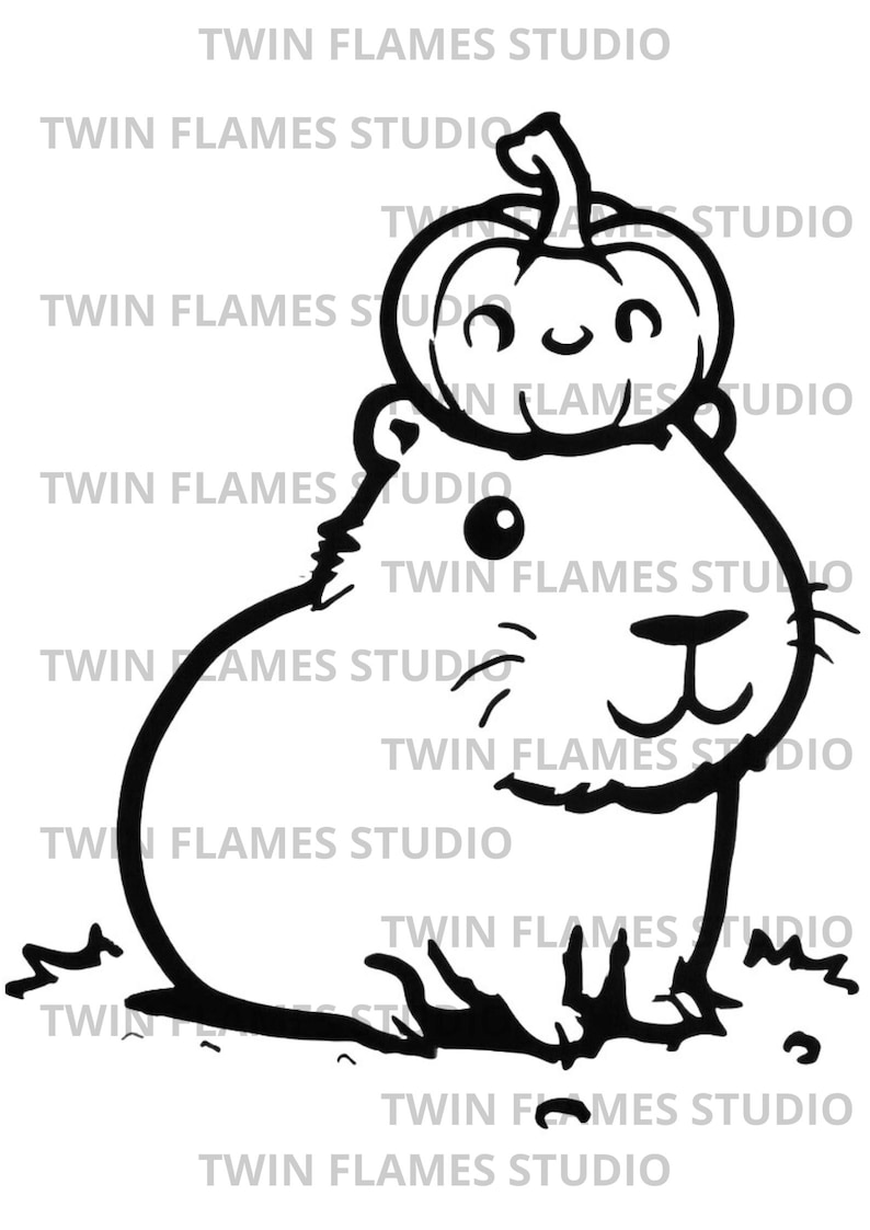 Halloween Capybara Coloring Page – Spooky Kids Activity (PDF) - Etsy