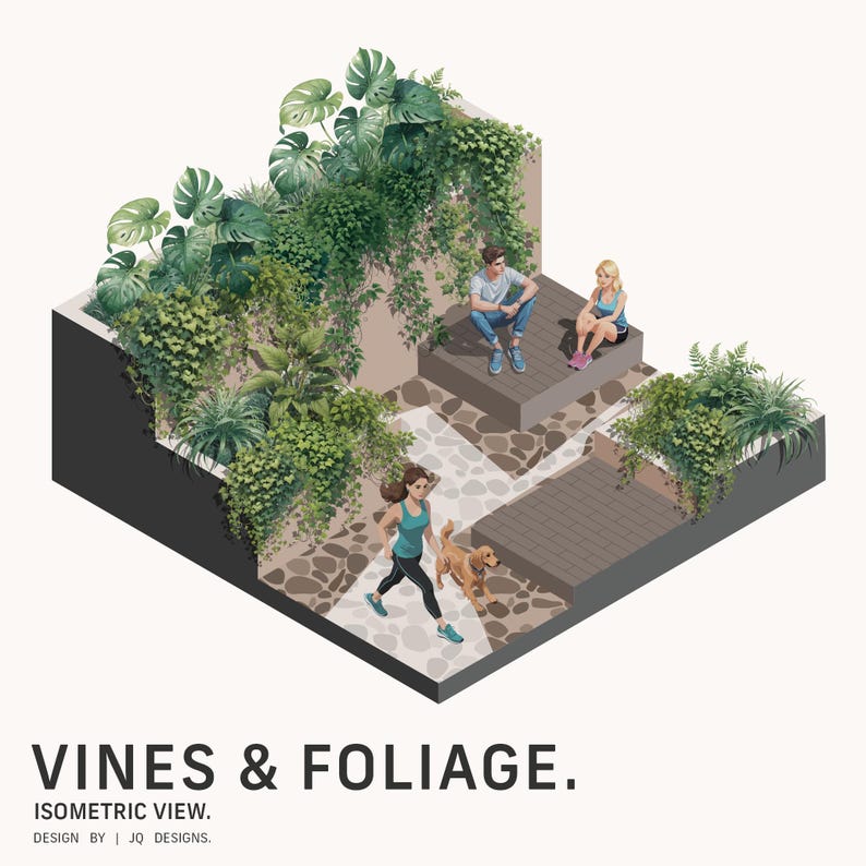 Set of 16 Isometric Vine Vector Set - Instant Digital Download - Etsy