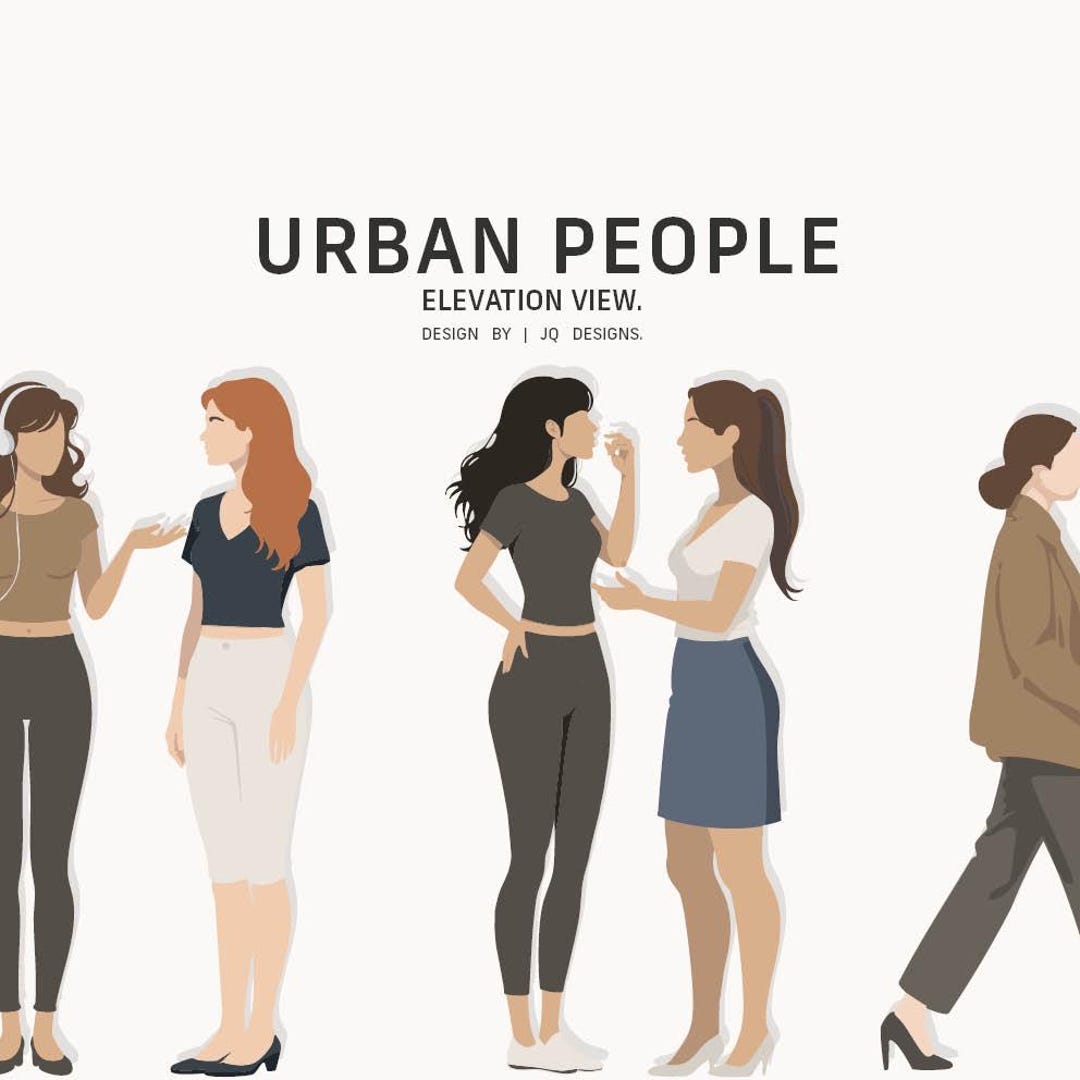Set of 16 Urban Women Elevations Vector Set | Instant Digital Download ...