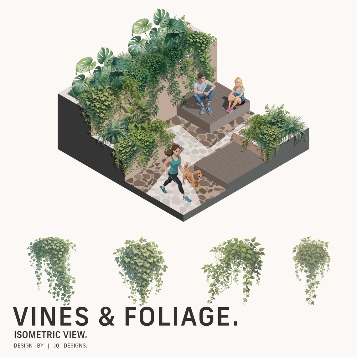 Set of 16 Isometric Vine Vector Set - Instant Digital Download - Etsy