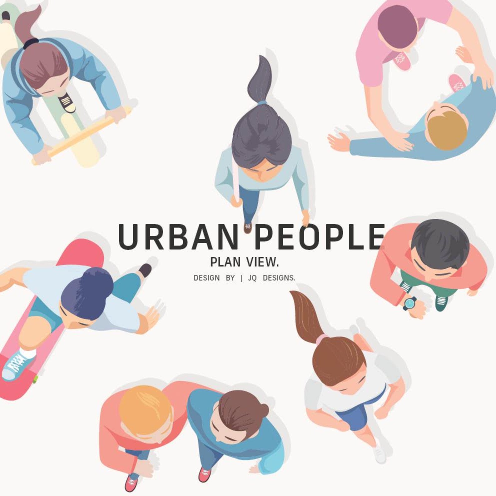 Urban People Plan View Vector Set | INSTANT DIGITAL DOWNLOAD - Etsy