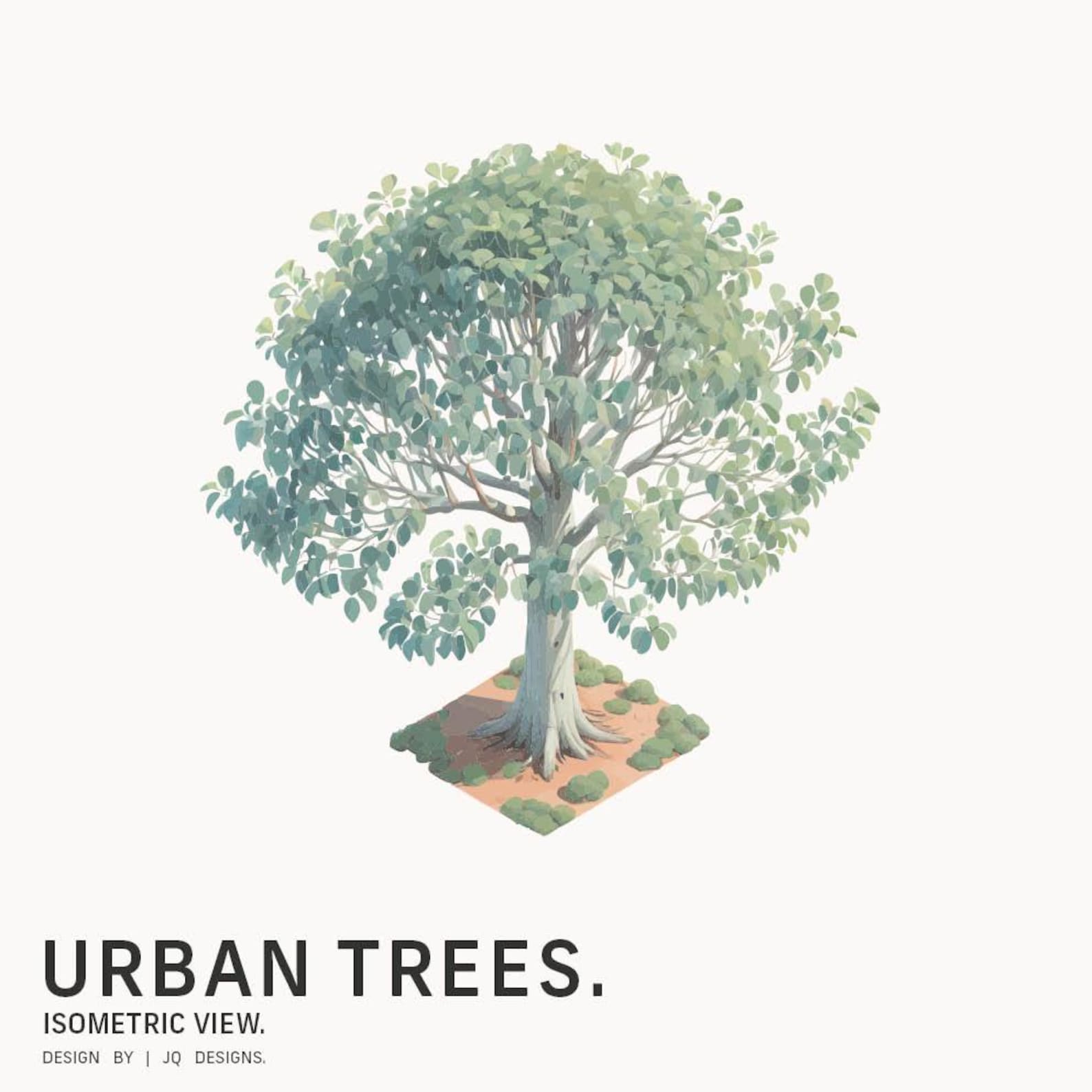 Set of 16 Urban Tree Vectors – Individual Illustrations in Isometric ...