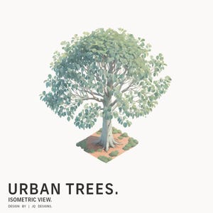 Set of 16 Urban Tree Vectors – Individual Illustrations in Isometric ...