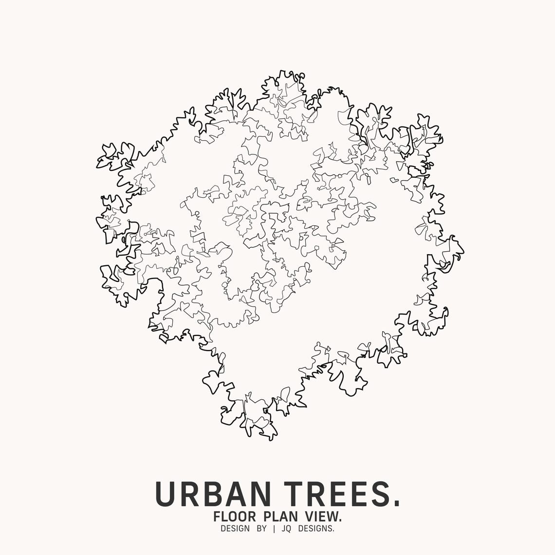 Tree Plan View Illustrations | Black and White Outline (digital ...