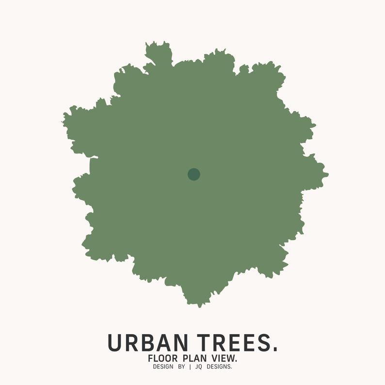 Set of 16 Tree Plan Silhouette Vectors| Editable Digital Illustrations ...