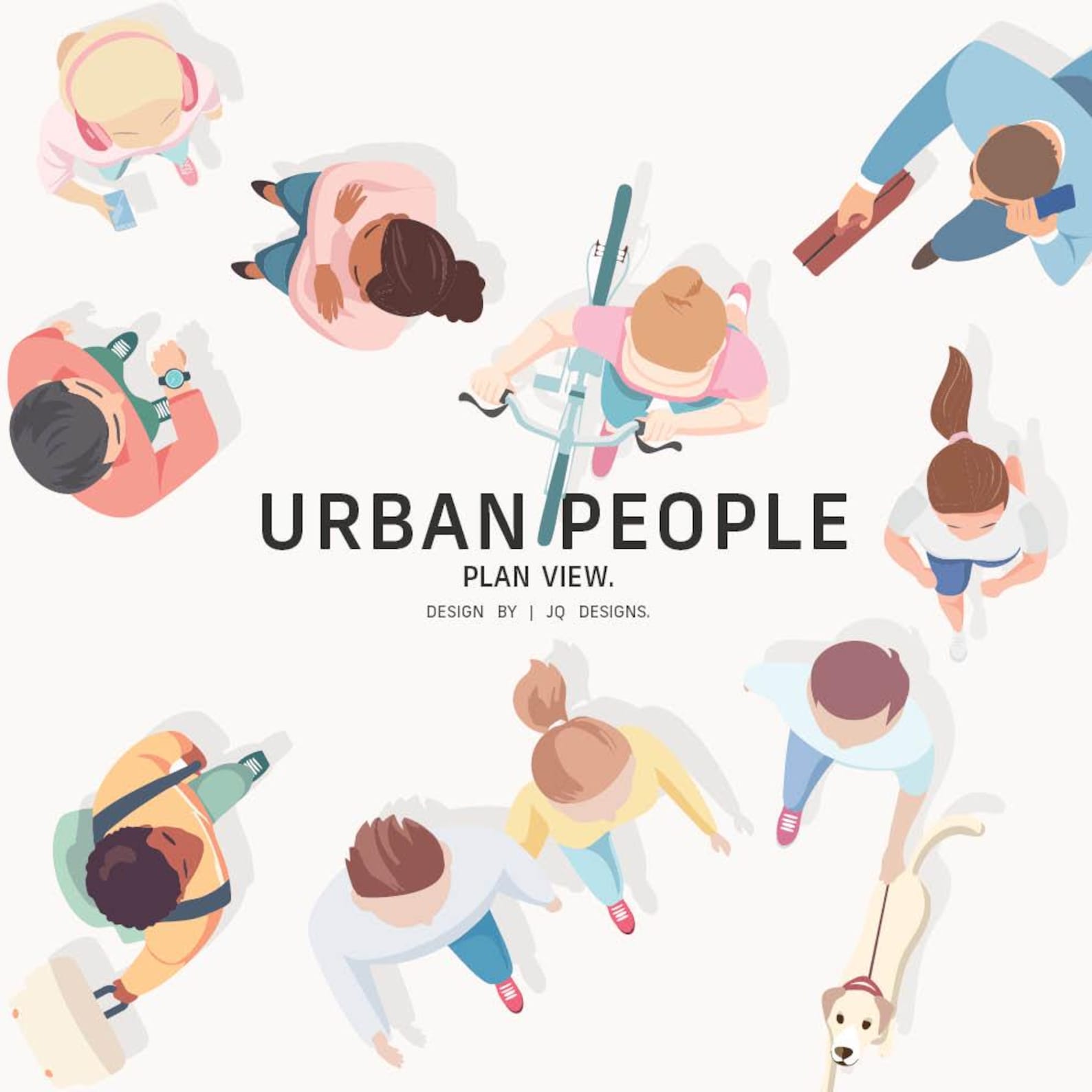 Urban People Plan View Vector Set | INSTANT DIGITAL DOWNLOAD - Etsy