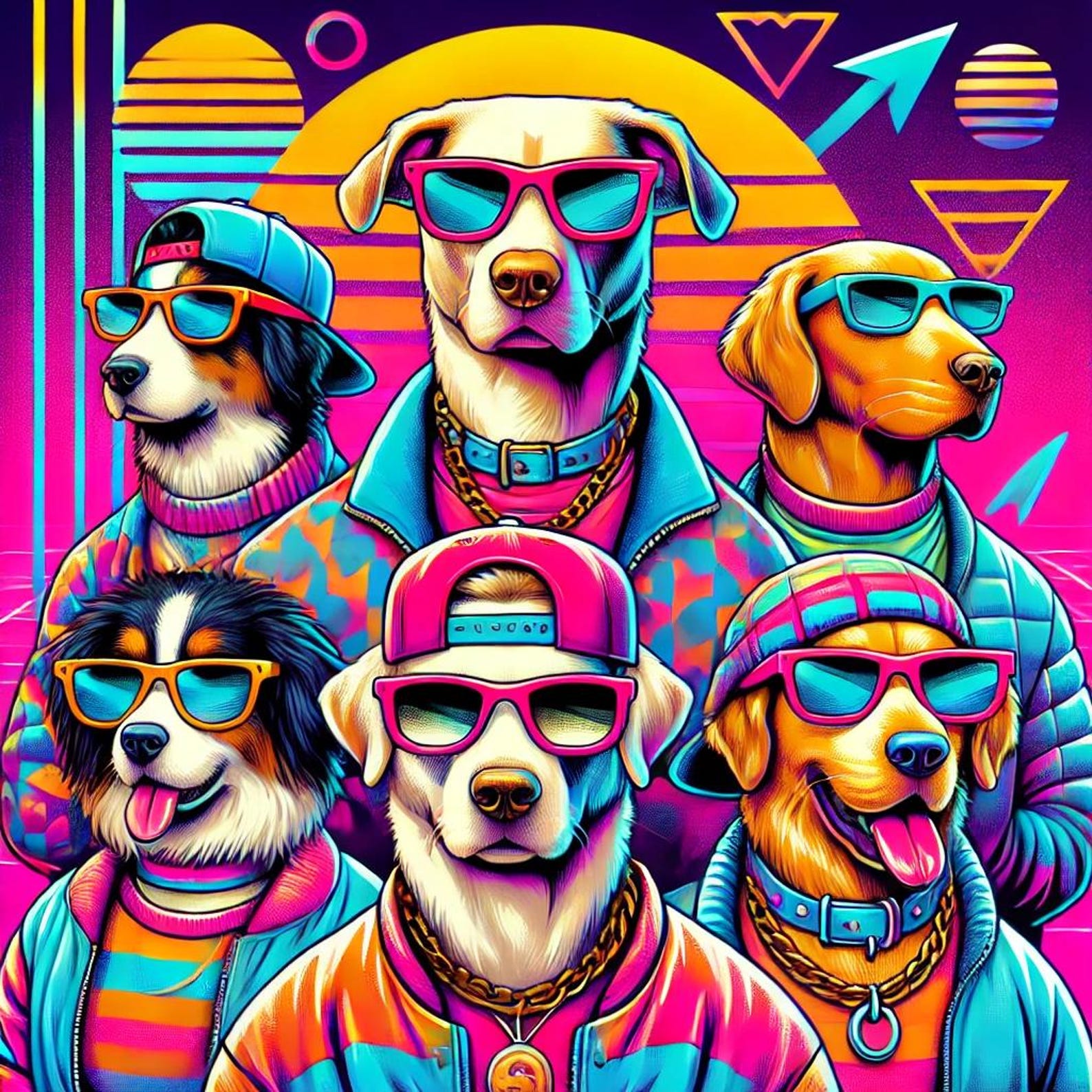 Retro Cool Dogs 90s Neon Style Poster - Etsy
