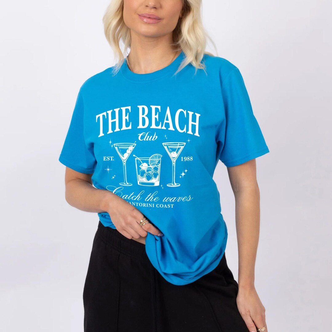 The Beach Club T-shirt Coastal Summer Tee, Unisex Vacation Outfit by ...