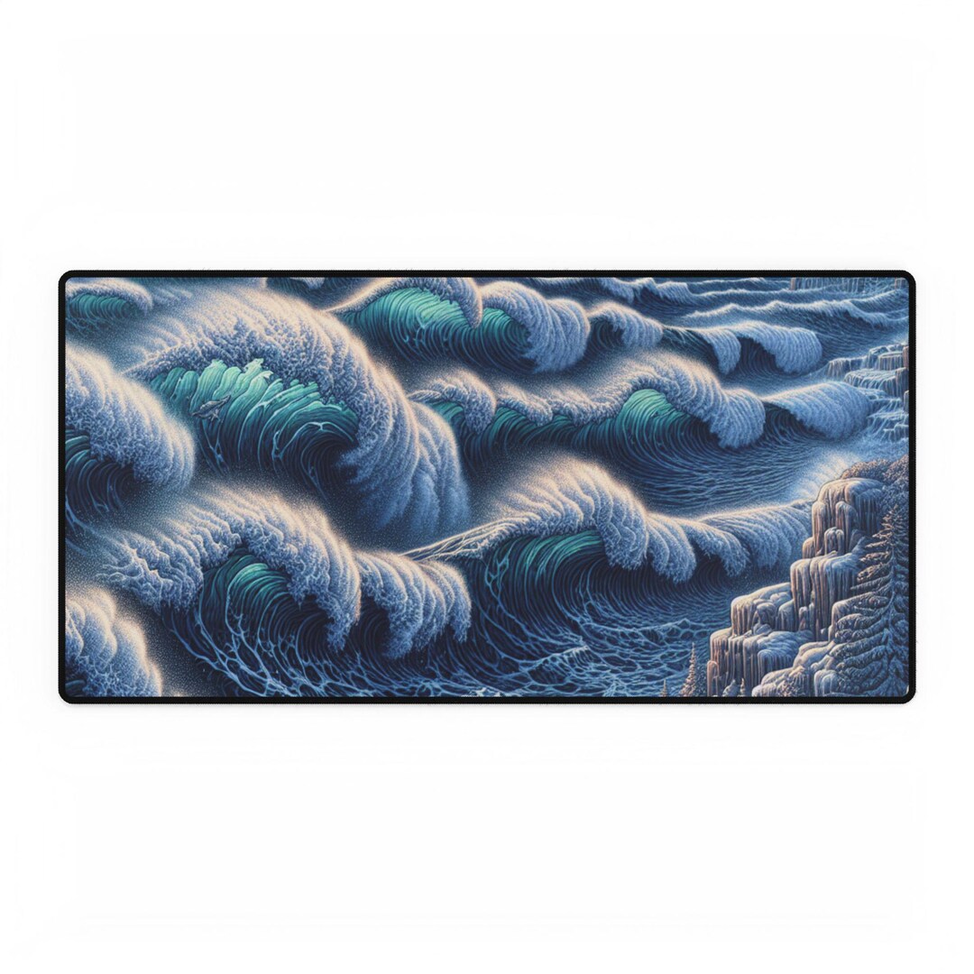 Ocean Waves Desk Mat Home Office Decor, Gamer Mouse Pad, Unique Office ...