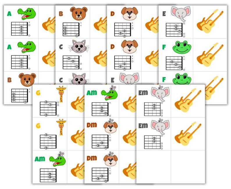 Diagramas de acordes de guitarra fáciles para principiantes y niños ...