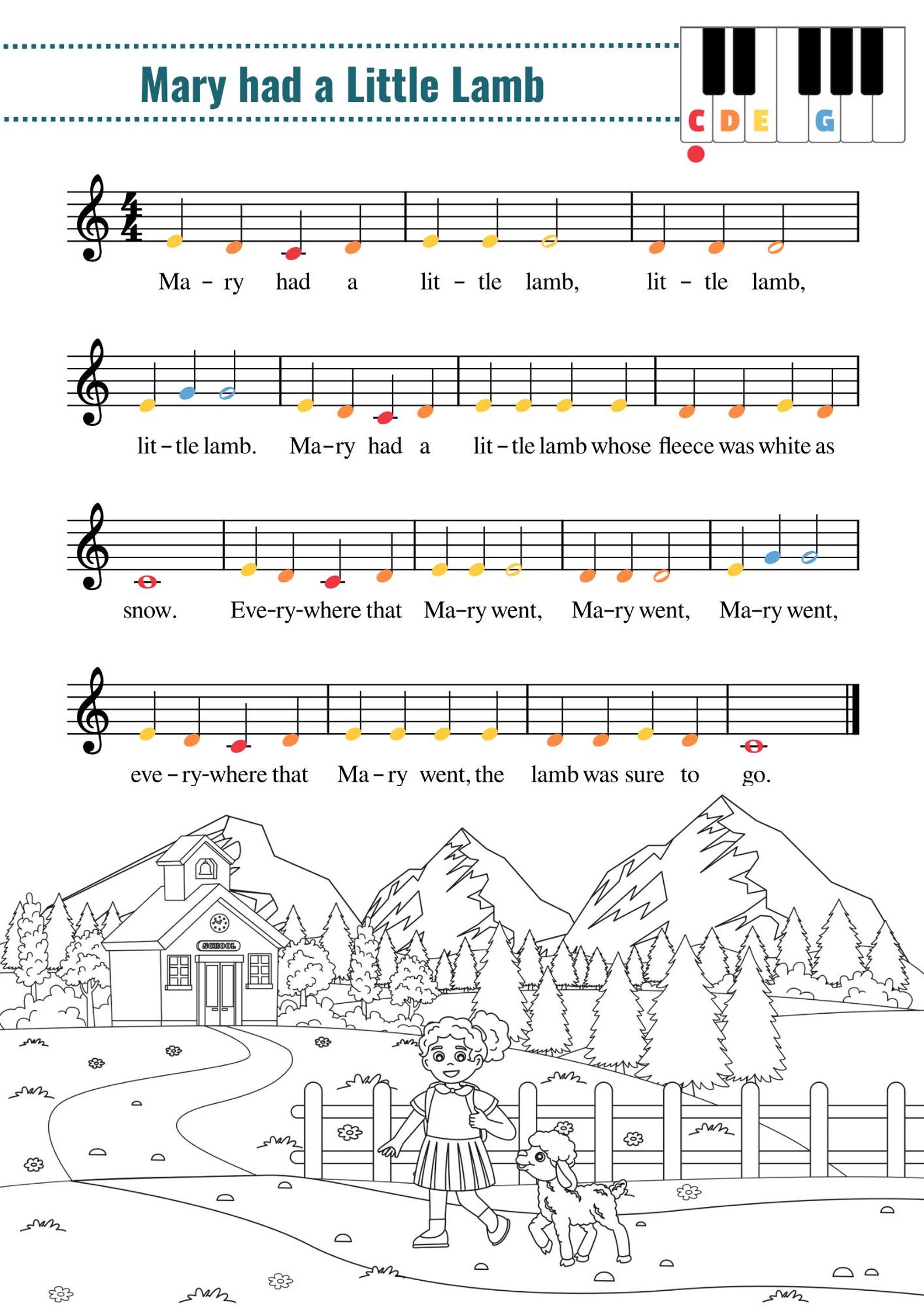 Mary Had A Little Lamb: Easy Piano Sheet Music (digital Download) - Etsy