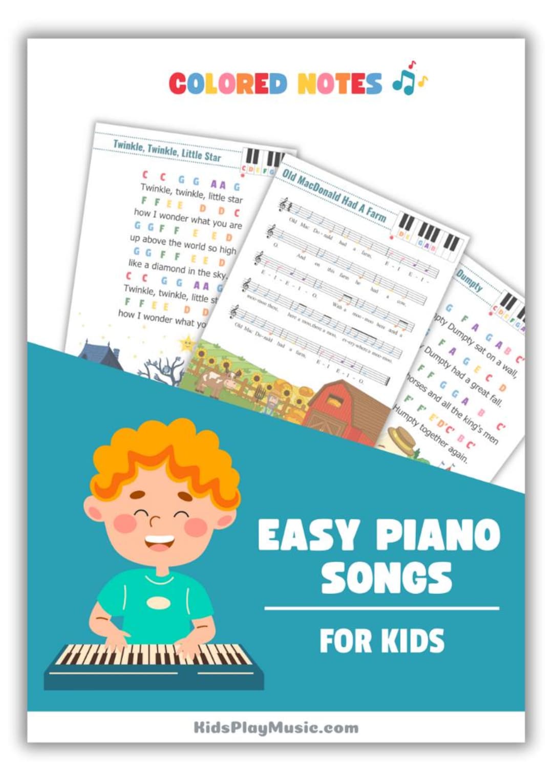 Easy Piano Sheet Music for Beginners & Kids: 25 Nursery Rhymes (PDF ...