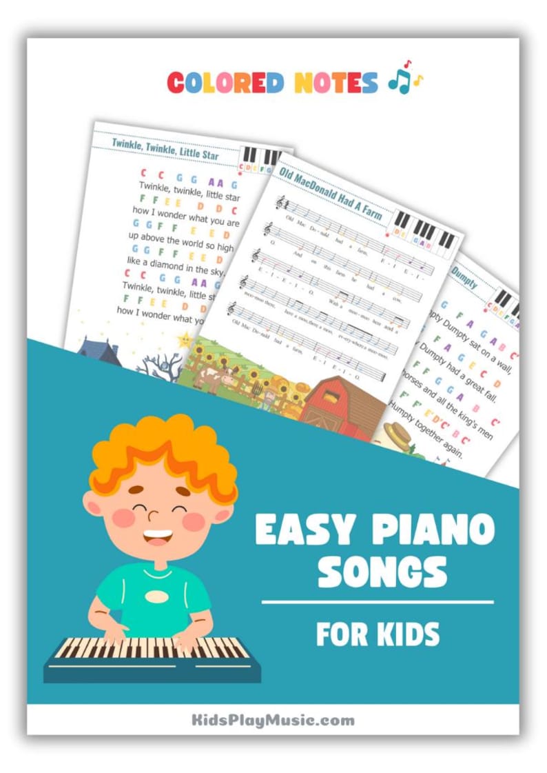 Easy Piano Songs for Beginners and Kids, Sheet Music With Colored Notes ...