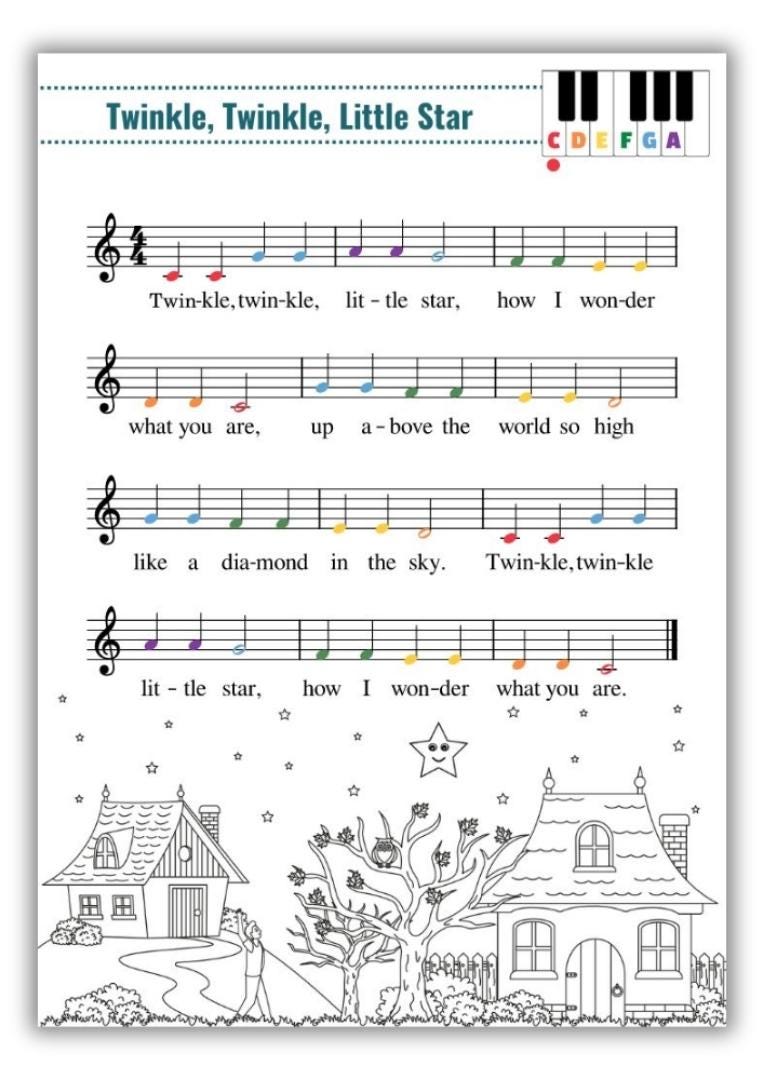 Twinkle Twinkle Little Star Easy Piano Sheet Music (digital Download ...