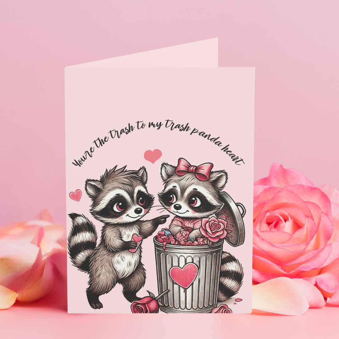 Raccoon Valentine Greeting Card Funny trash Panda Valentine Card, Cute ...