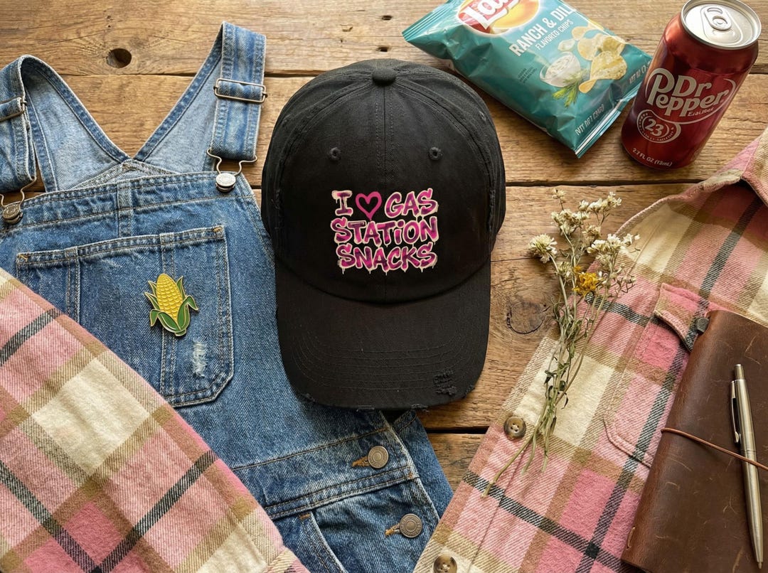 Gas Station Snacks Dad Hat – Vintage Baseball Cap, Road Trip Hat, Snack ...