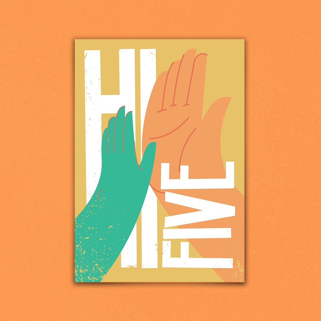 Dynamic Unique High Five Poster to Celebrate Team Spirit and Add Energy ...