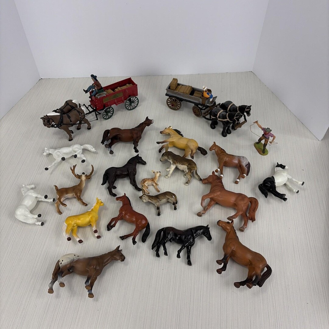 Vintage Horse & Buggy With Farm Animals Toy Lot 90's Vintage Farm Lot ...
