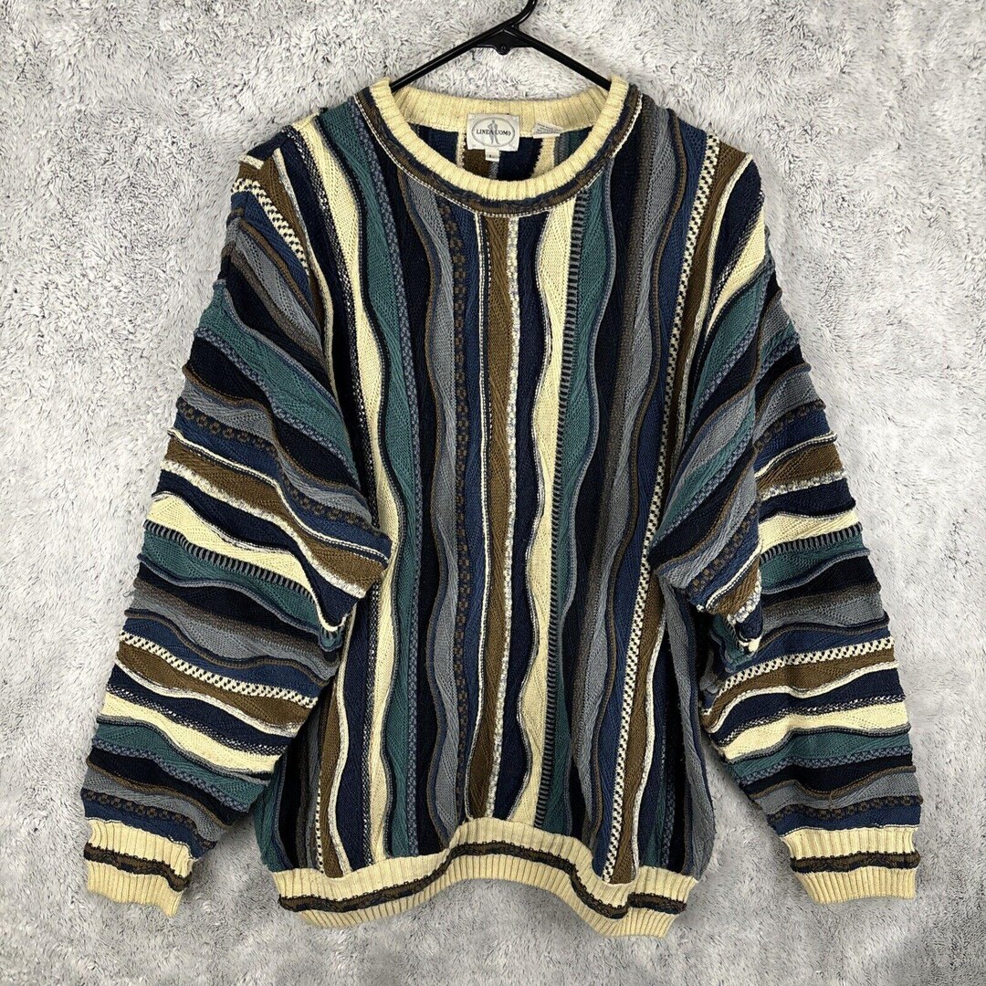 Vintage 90s Linea Uomo Mens Coogi Inspired 3D Knit XL Sweater Excellent ...