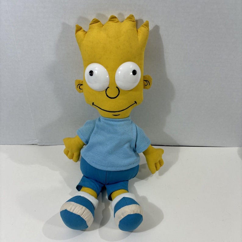 1990 Dan Dee Bart Simpson Rag Doll Plush 17 20th Century Fox - Etsy