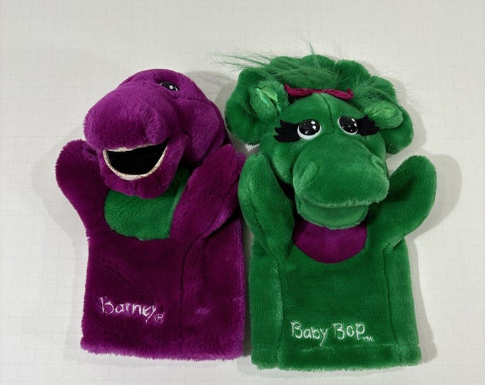 Vintage Barney & Baby Bop Plush Hand Puppet Character Toy Lyons 1992 - Etsy