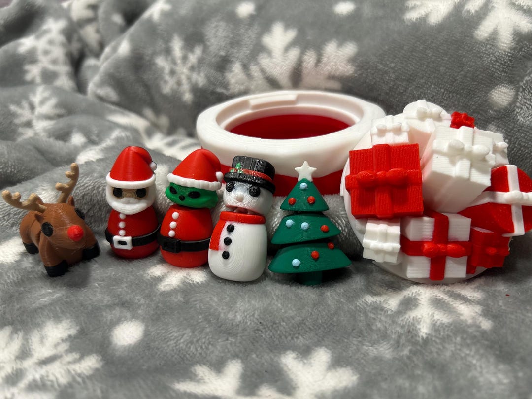 5pcs Mini 3D Printed Christmas Gift Box With Articulated Christmas Tree ...