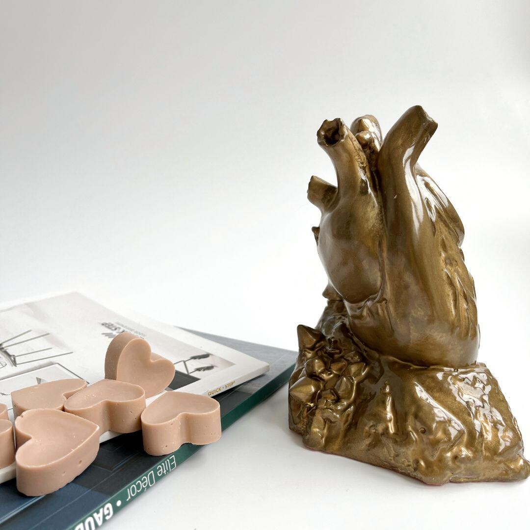 Anatomical Heart Sculpture – 15cm Golden Handmade Art – Gothic Heart ...
