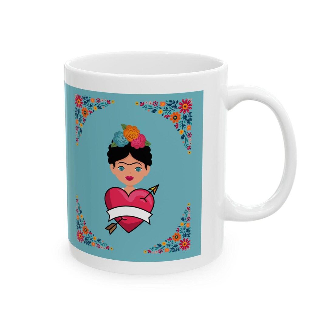 Frida Kahlo Mug, Mexican Artist Coffee Cup, Feminist Tea Mug, Colorful ...