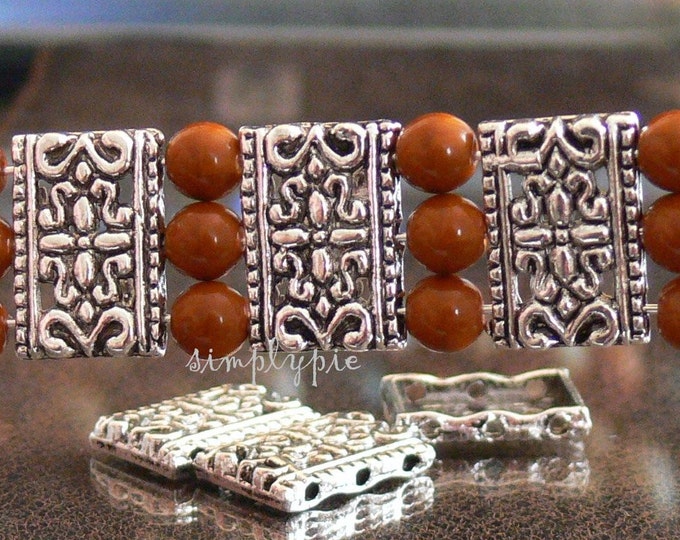 3-strand Ornate Rectangle Spacer Bars, Antiqued Silver, 6 - Etsy