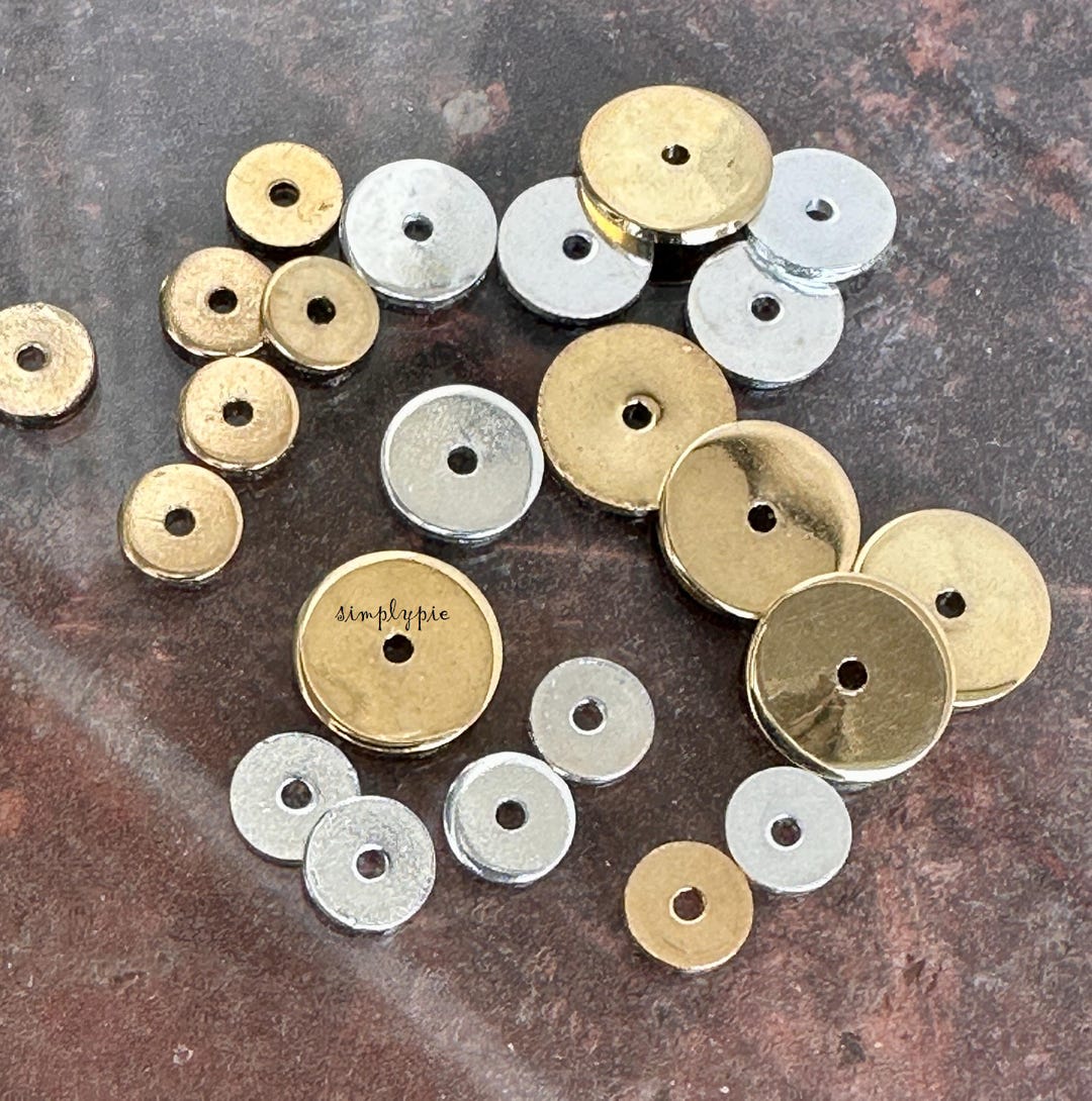 Flat Disc Metal Spacer Beads 20 Pcs Ur PICK Gold Silver 6mm 8mm 10mm - Etsy