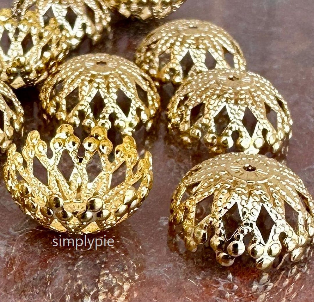 Gold Dome Filigree Bead Caps: Jewelry Making (10 Pc) 12x6mm - Etsy