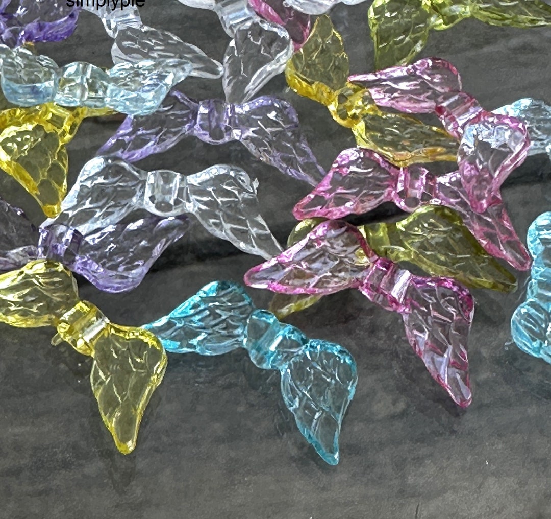 50 Pcs Assorted Angel Wings Acrylic/plastic Beads - Etsy